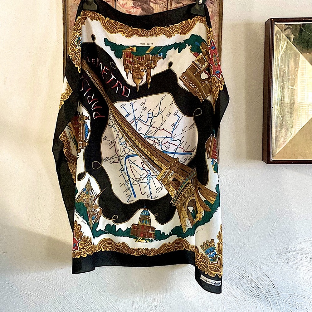 Vintage Paris Scarf Eiffel Tower Map Oversized Scarf … - Gem